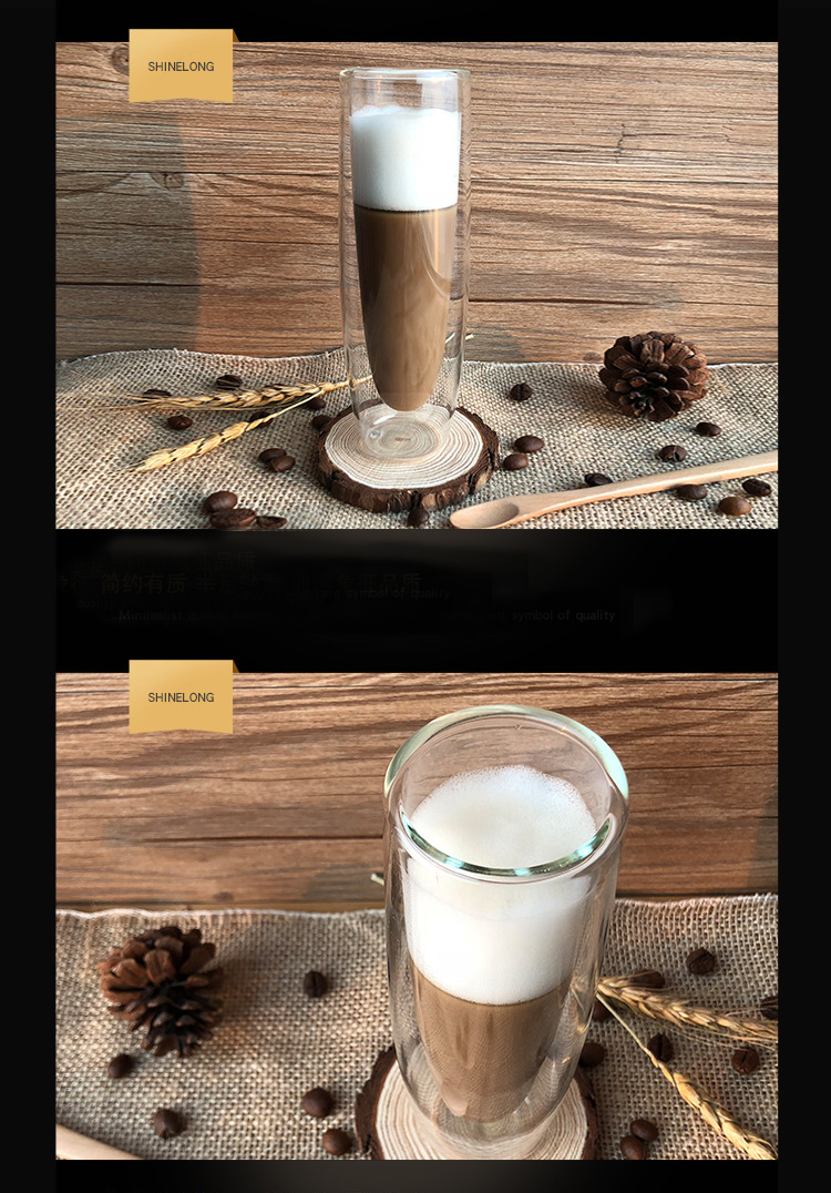 Heat-resistant high boron silicon double glass custom logo Creative ...